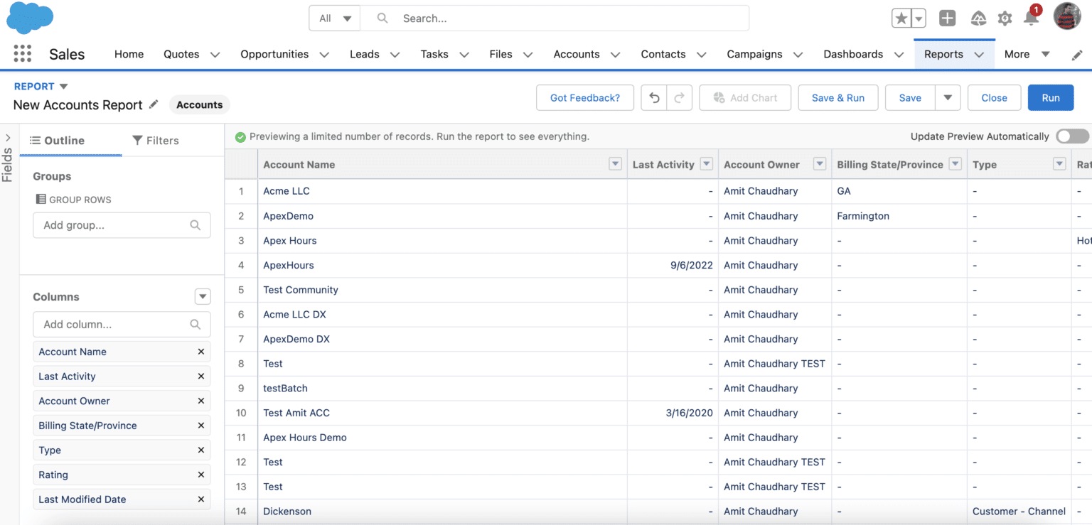 Reports in Salesforce- Types of Reports in Salesforce - Apex Hours