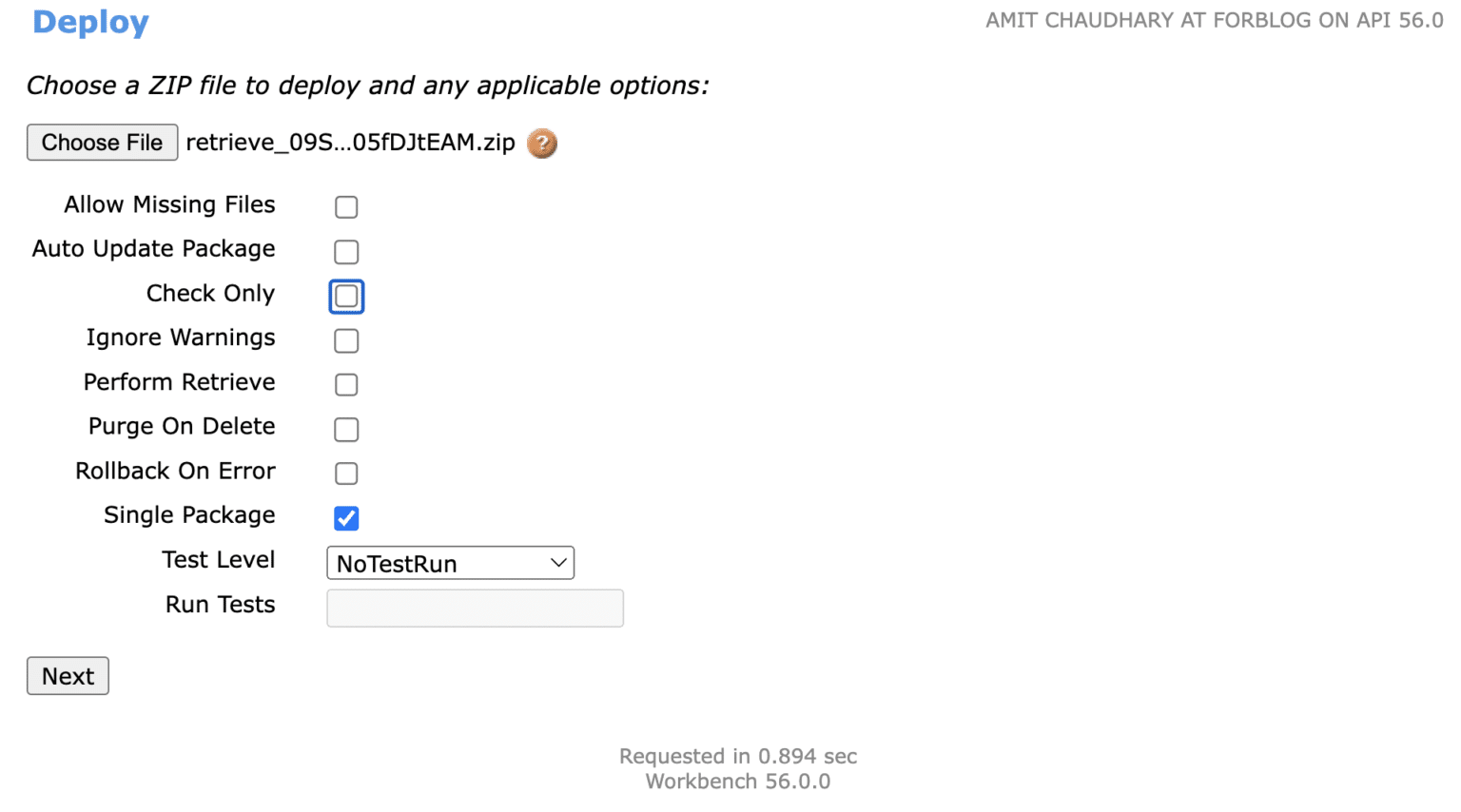 Salesforce Deployment using Workbench - Apex Hours