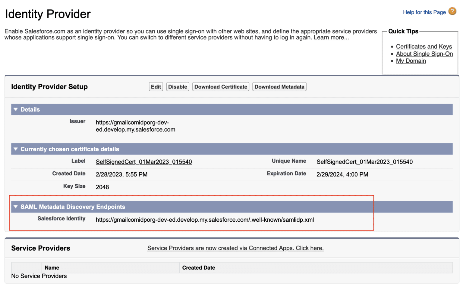 Single Sign on Between Two Salesforce Org - Apex Hours