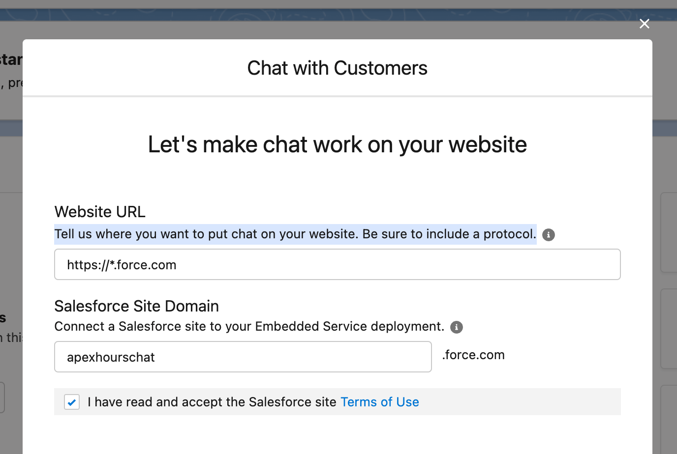 Salesforce Live Web Chat - Apex Hours
