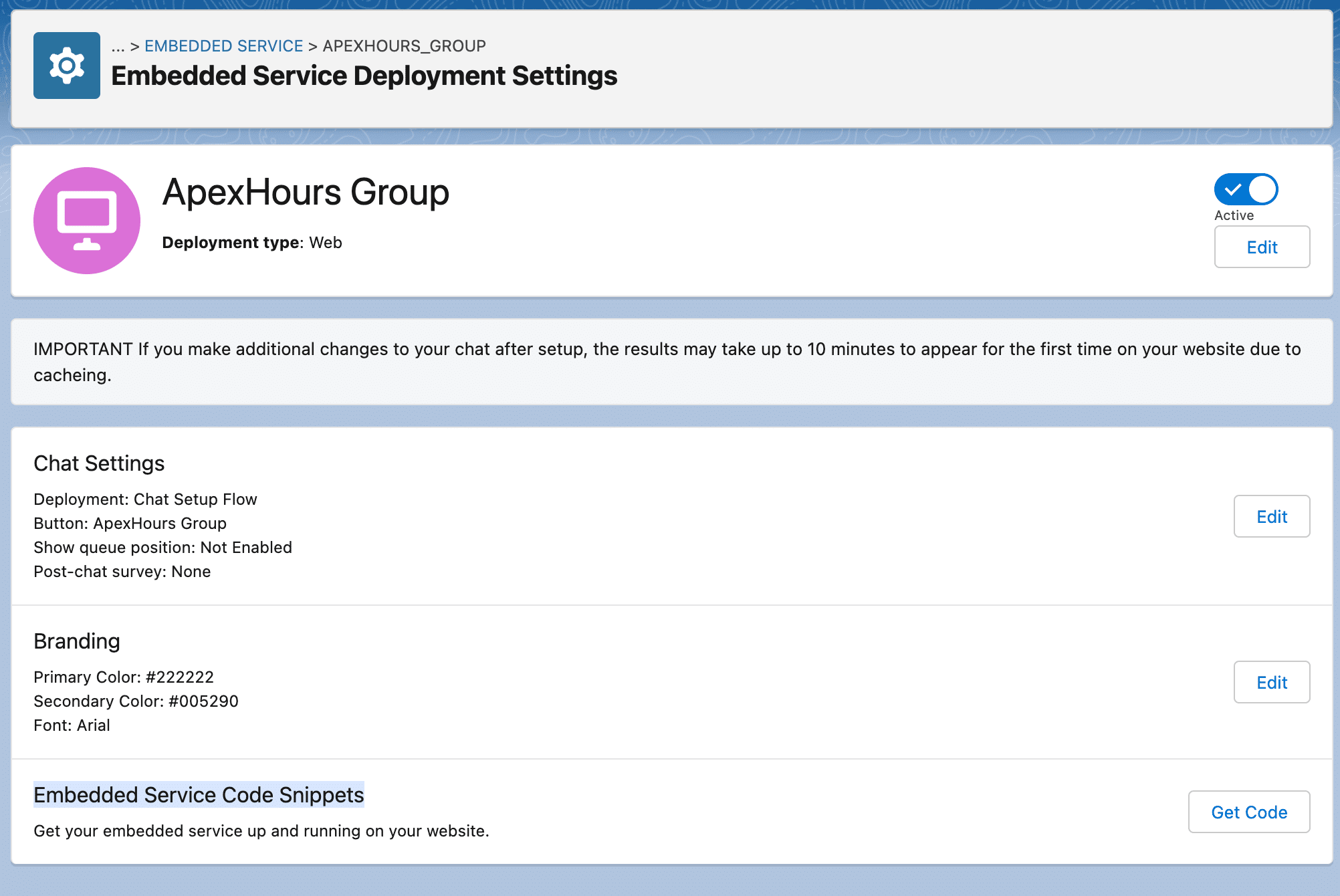 Salesforce Live Web Chat - Apex Hours