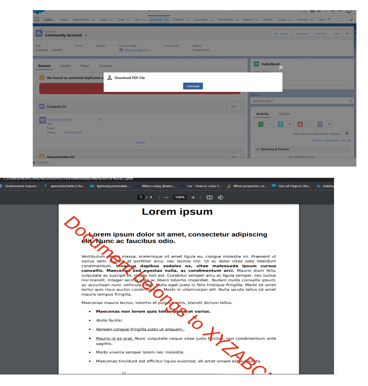 Adding Watermark to PDF In Lightning Web Component - Apex Hours