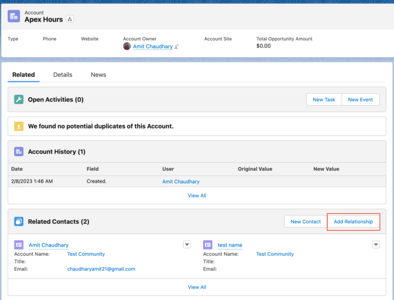 Salesforce Account Contact Relationship - Apex Hours
