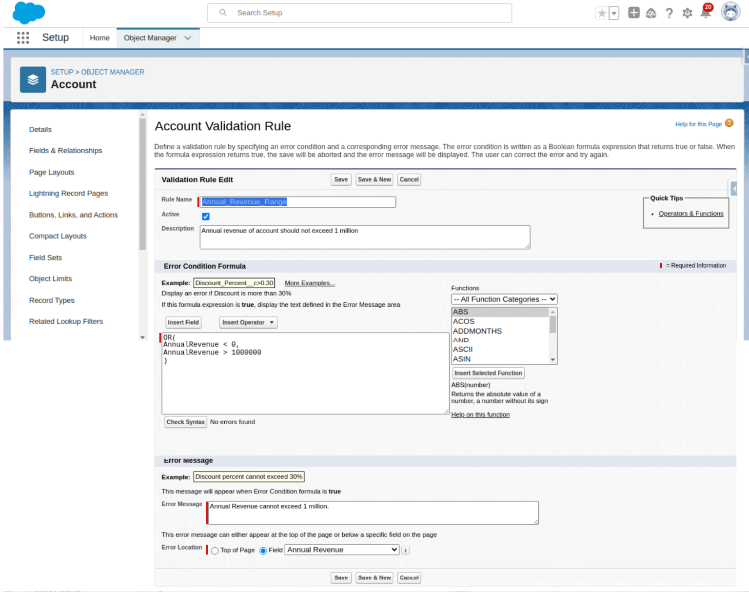 Validation Rules in Salesforce [With Examples] - Apex Hours