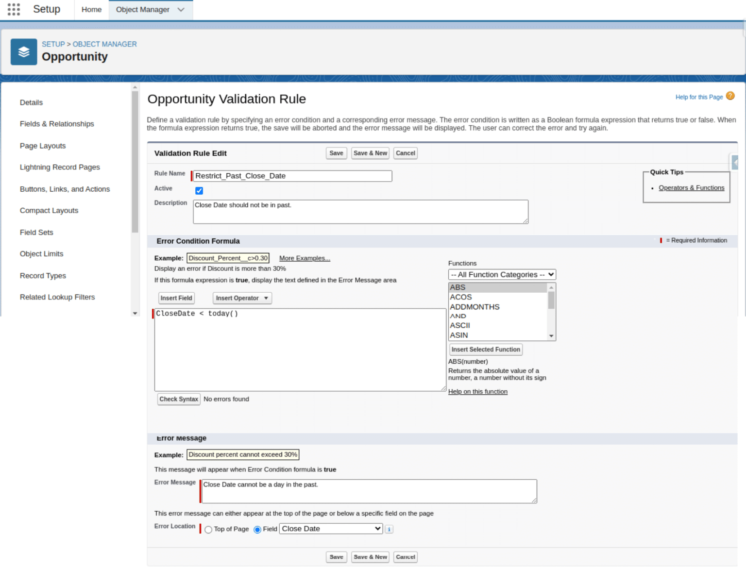Validation Rules in Salesforce [With Examples] - Apex Hours