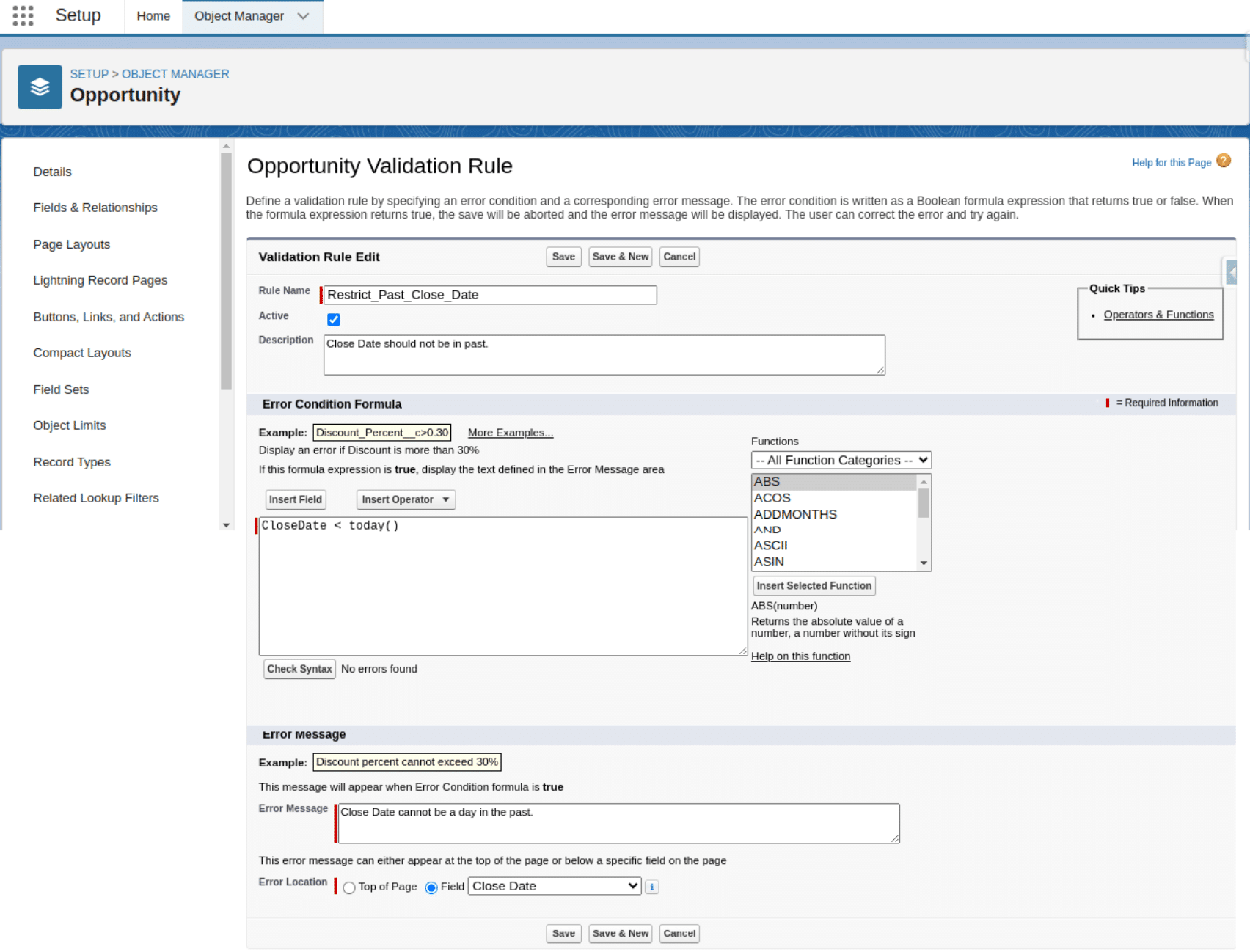 Validation Rules in Salesforce [With Examples] - Apex Hours